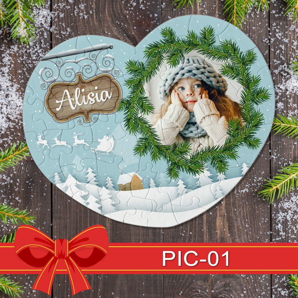Puzzle inima personalizat Craciun PIC-01 - Gift Art