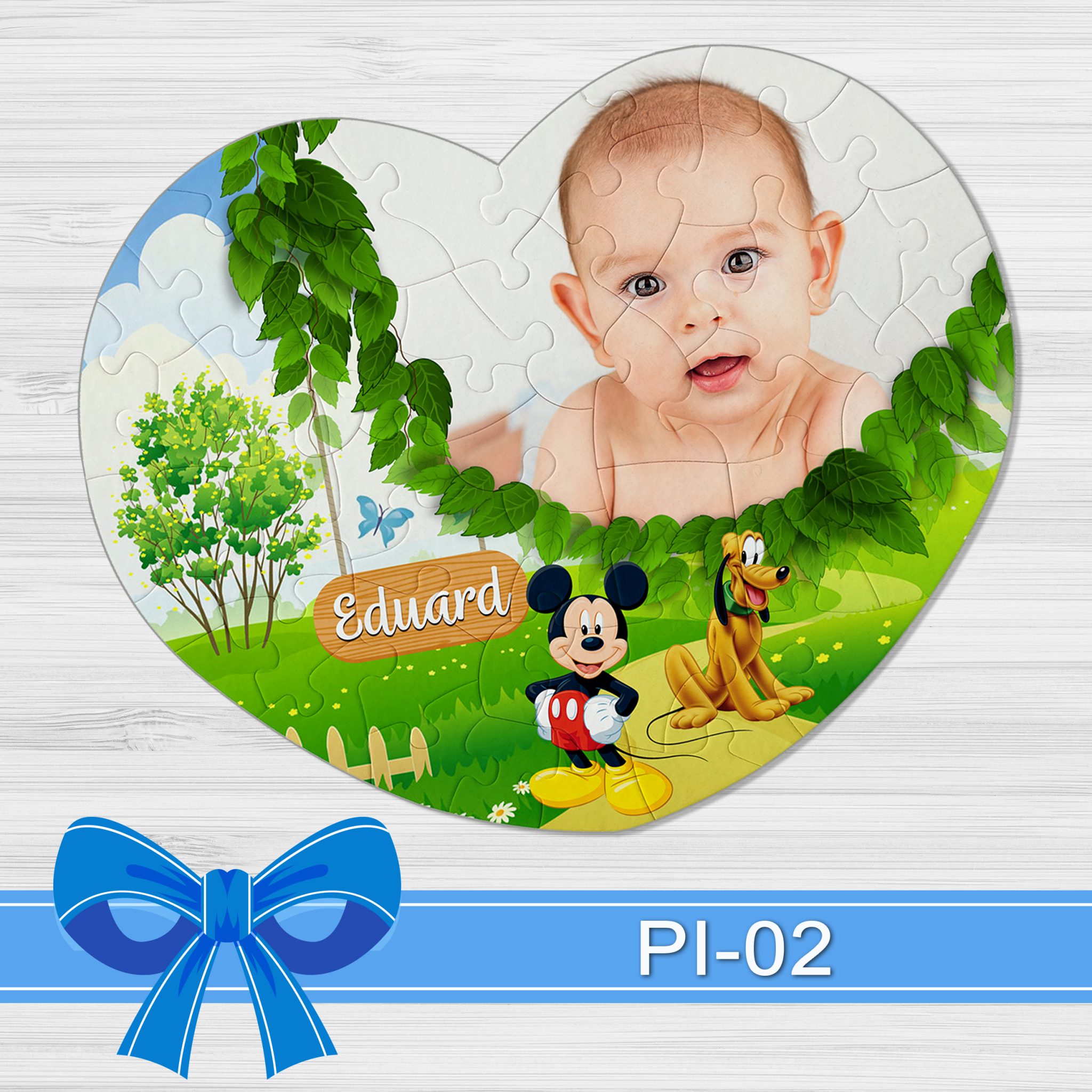 Puzzle inima personalizat Mickey si Pluto PI-02 - Gift Art