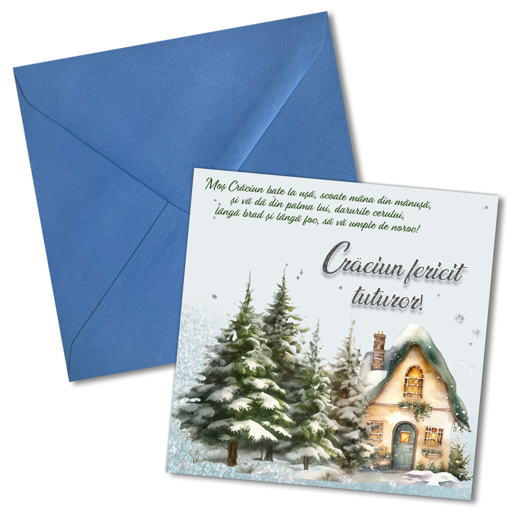 Set 5 felicitari de Craciun 13x13 cm cu plic rosu inclus FCP-20 - Gift Art