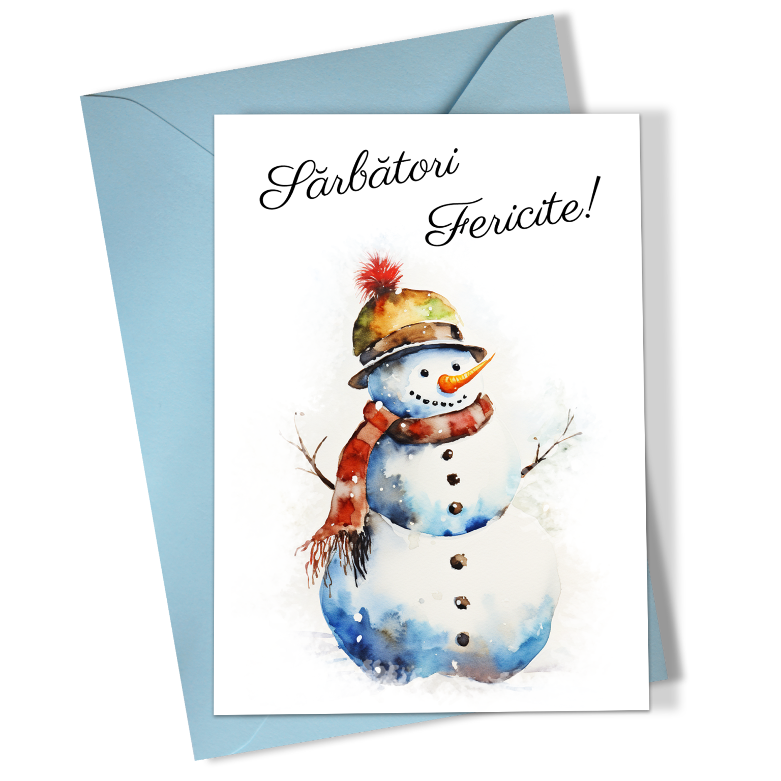 Set 5 felicitari de Craciun 10x15 cm cu plic albastru deschis inclus ...