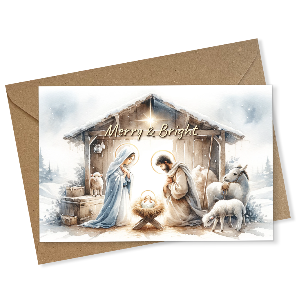 Set 5 felicitari in engleza cu Nasterea Domnului 10x15 cm cu plic ...